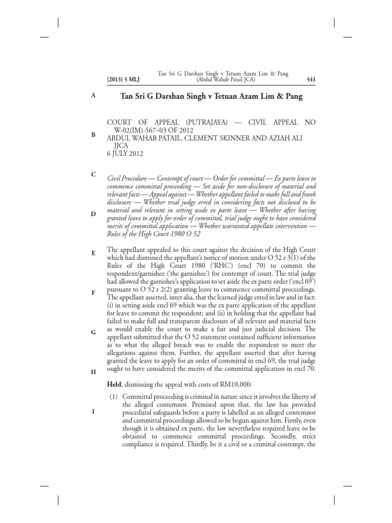 5.11. Tan Sri G Darshan Singh V Tetuan Azam Lim - Pang | PDF | Judgment ...