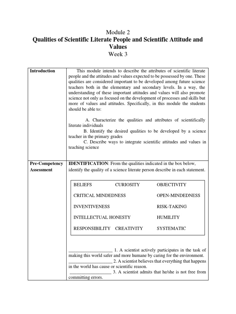 Module 2 Week 3 Final | PDF | Science | Teachers