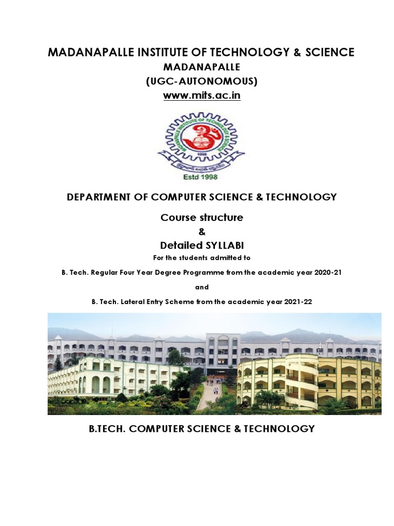 Madanapalle Institute of Technology & Science: Madanapalle (Ugc ...