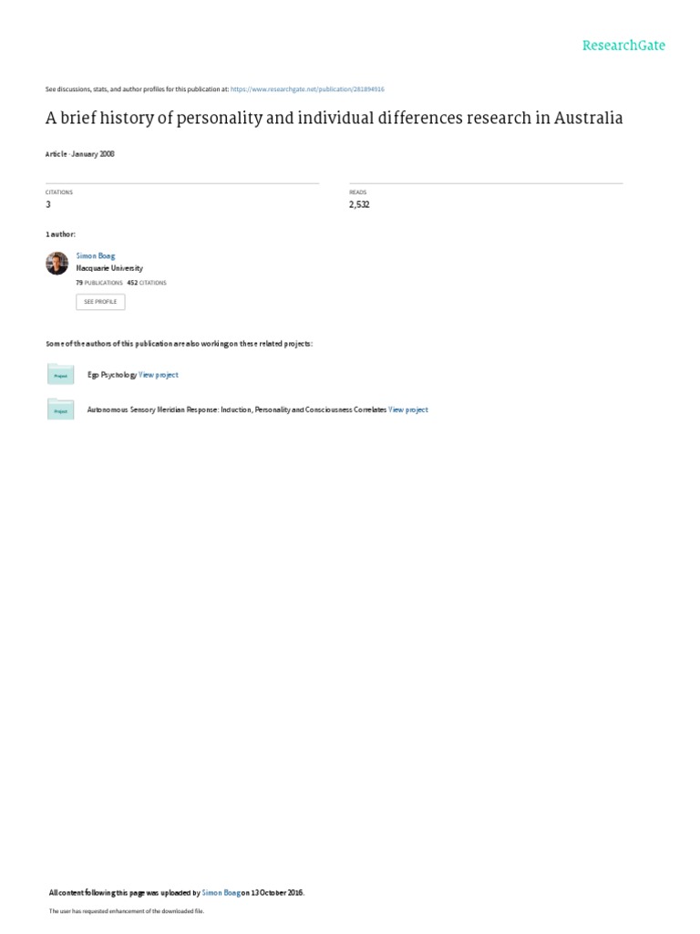 A Brief History of Personality and Indiv | PDF | Psychology ...