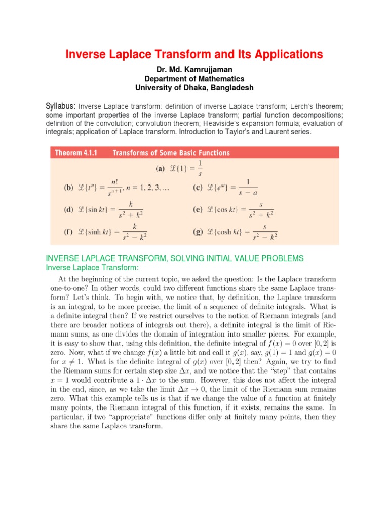 Ch2 - Inverse Laplace Transform 2021 | PDF