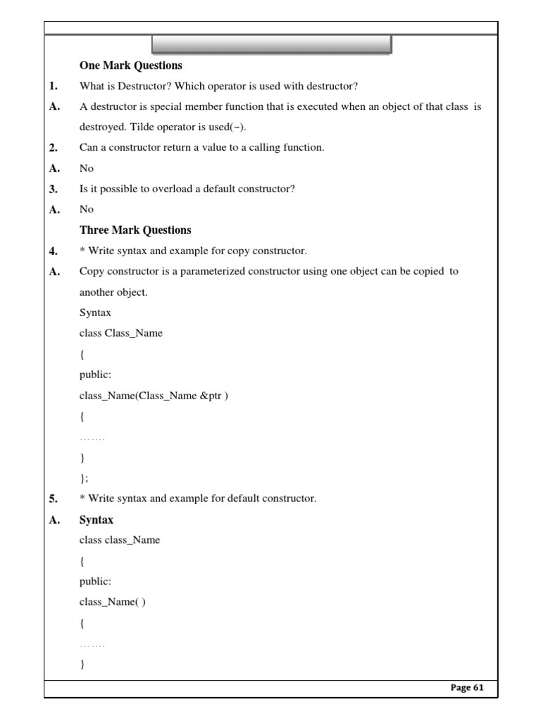 Chapter 9-Constructors & Destructors (61-71) | PDF | Programming ...