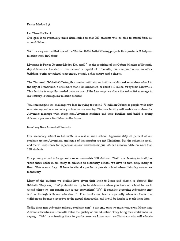 Mission Spotlight | PDF | Jesus | Adventism