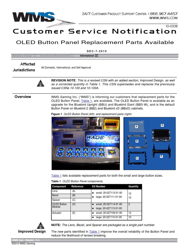 CSN - 10-100B - Programmable Button Panel Replacement Parts Available ...