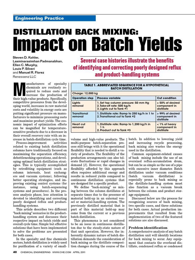 Distillation Back Mixing - Impact On Batch Yields | PDF | Distillation ...