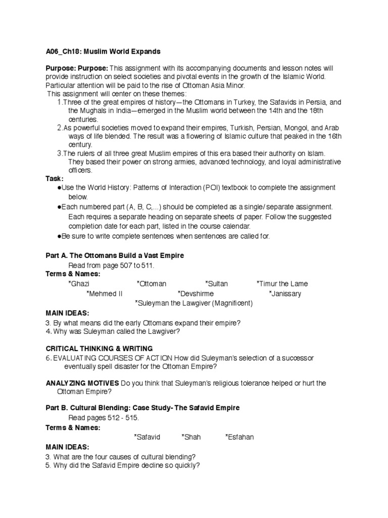 A06 - Ch.18 - Muslim World Expands | PDF | Ottoman Empire | Mughal Empire