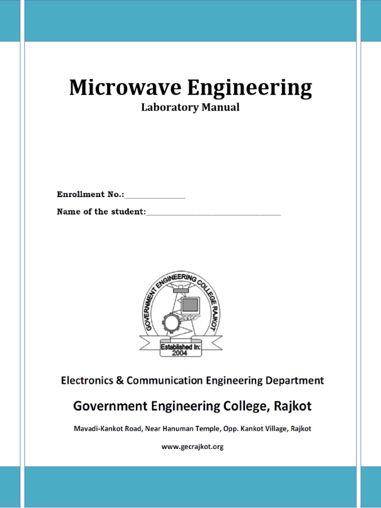 Microwave Engineering: Laboratory Manual | PDF | Waveguide | Antenna ...