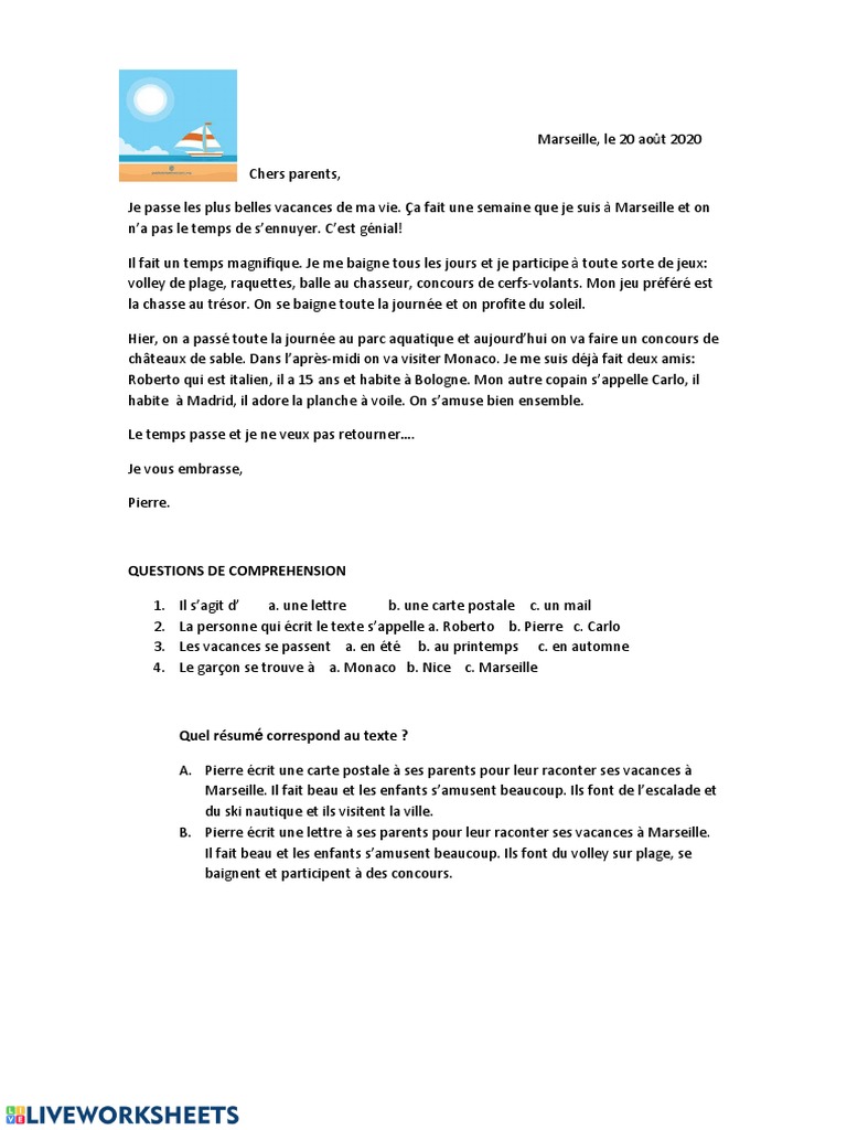 Lettre de Vacances | PDF
