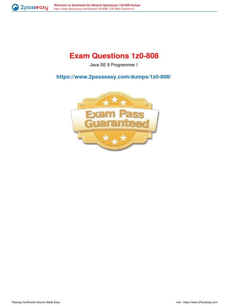 Exam Questions 1z0-808: Java SE 8 Programmer I | PDF | Method (Computer Programming) | Class ...