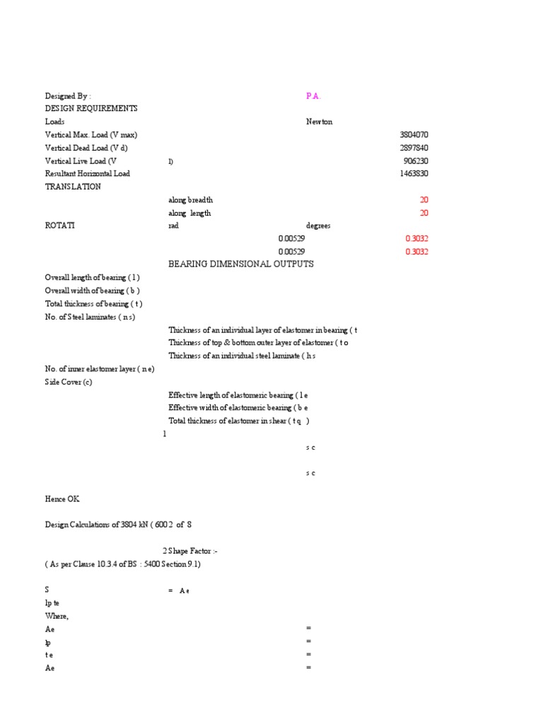 Design - Elastomeric Bearing - 600 X 560 X 128 With PIN, HOLE & CAP ...