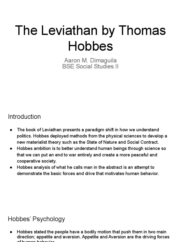 The Leviathan By Thomas Hobbes Pdf Sovereignty Social Contract