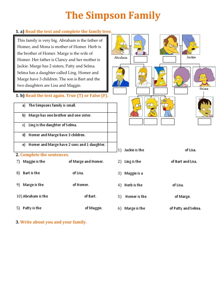 The Simpsons Family Exercises Fun Activities Games Pronunciation ...