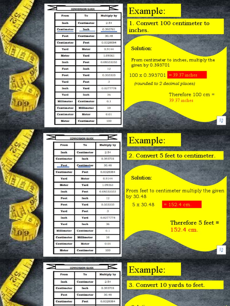 Example:: 1. Convert 100 Centimeter To Inches. Solution | PDF ...