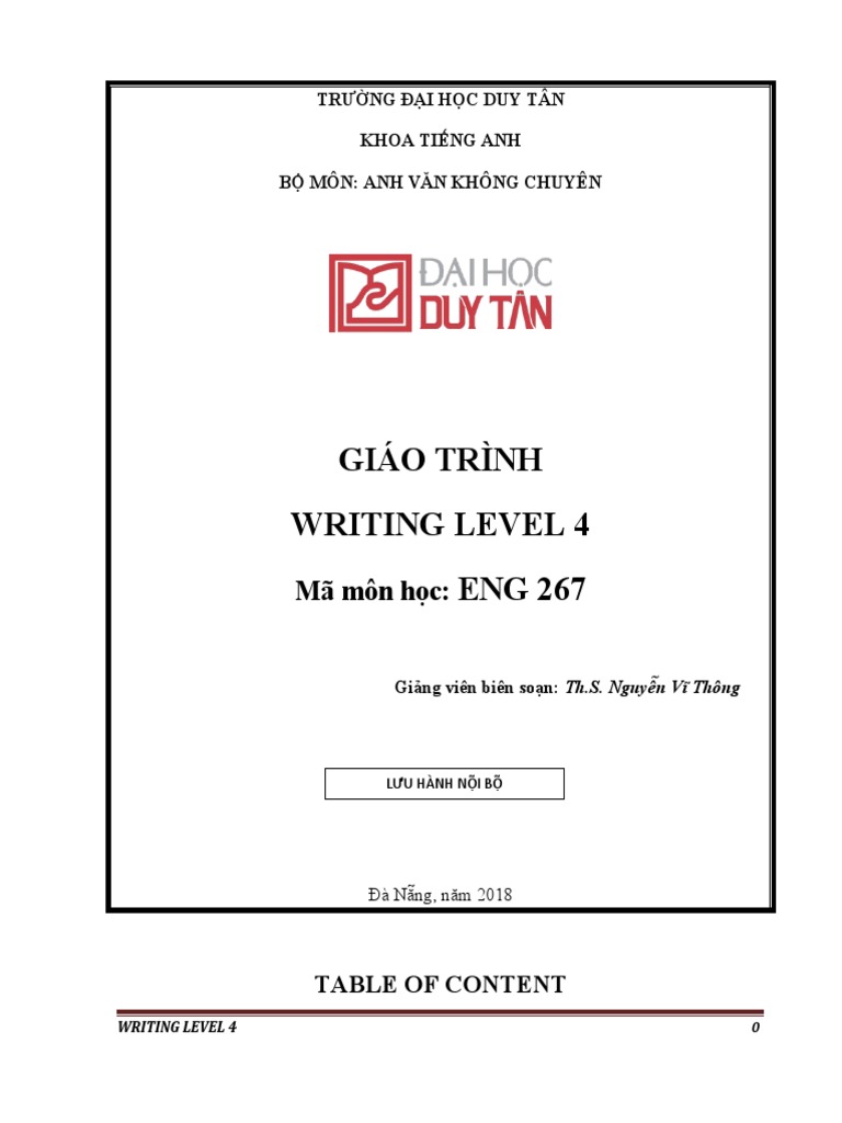 Giáo Trình Writing Level 4 | PDF | Test (Assessment) | Verb