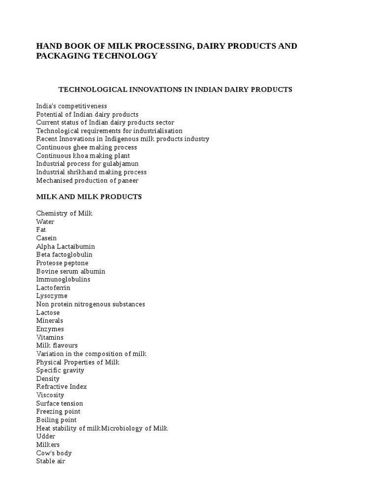Dairy Processing and Packaging Handbook | PDF | Milk | Dairy