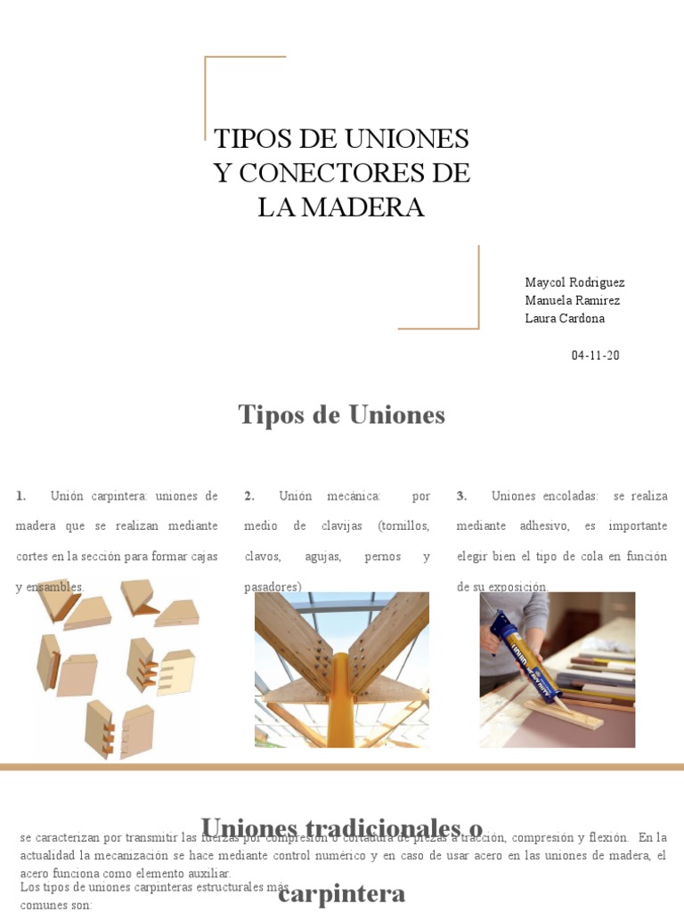 Tipos de Uniones y Conectores | PDF | Madera | Tornillo