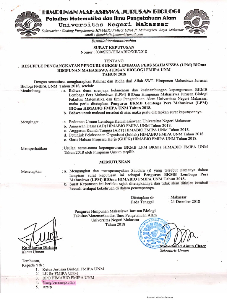 SK Pengurus BKMB | PDF