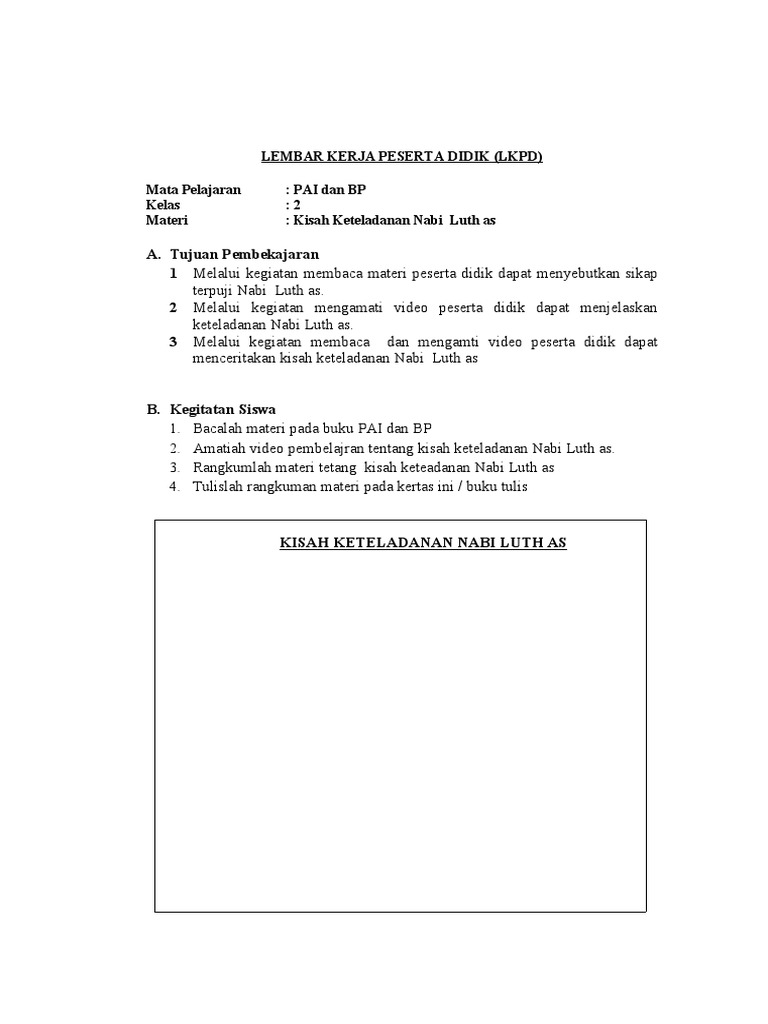 LKPD Nabi Luth | PDF