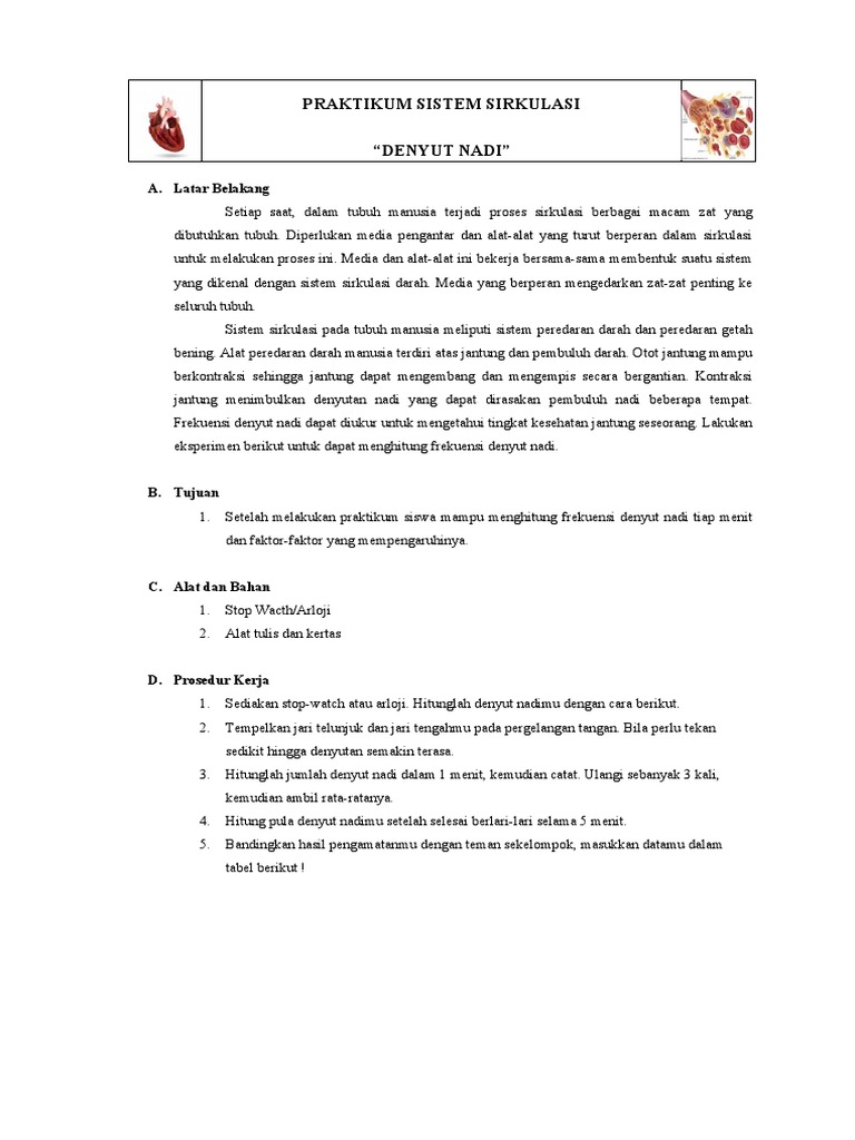 LKS Praktikum Denyut Nadi Sistem Sirkula Radithya Tyaga G XI MIPA 4 ...