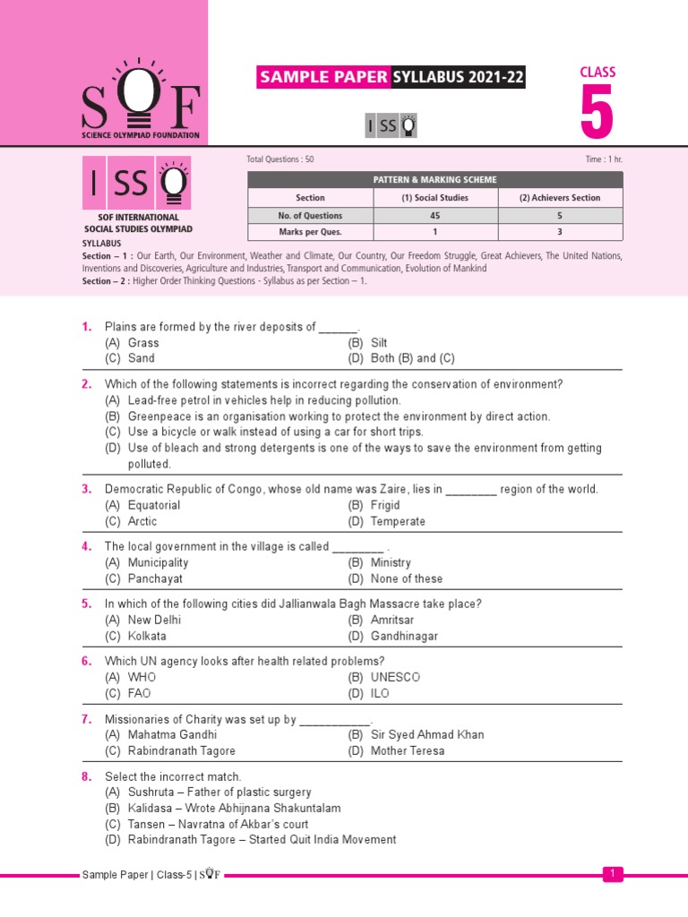 Isso Class-5 Samplepaper | PDF