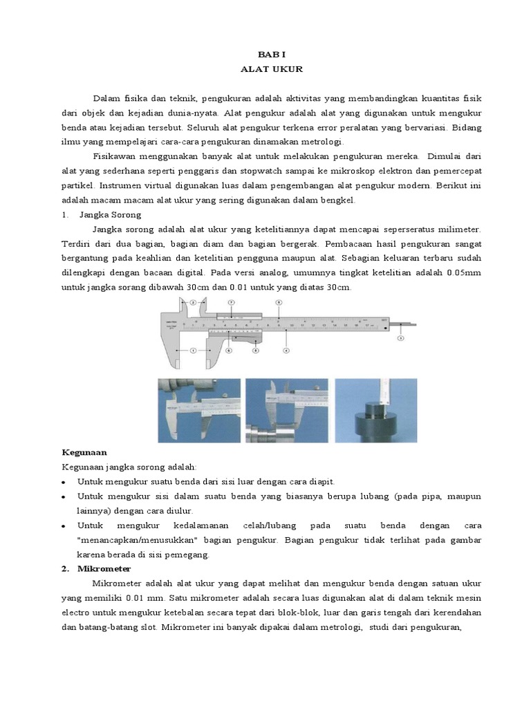 Alat Ukur Dan Alat Kerja Dalam Bengkel | PDF
