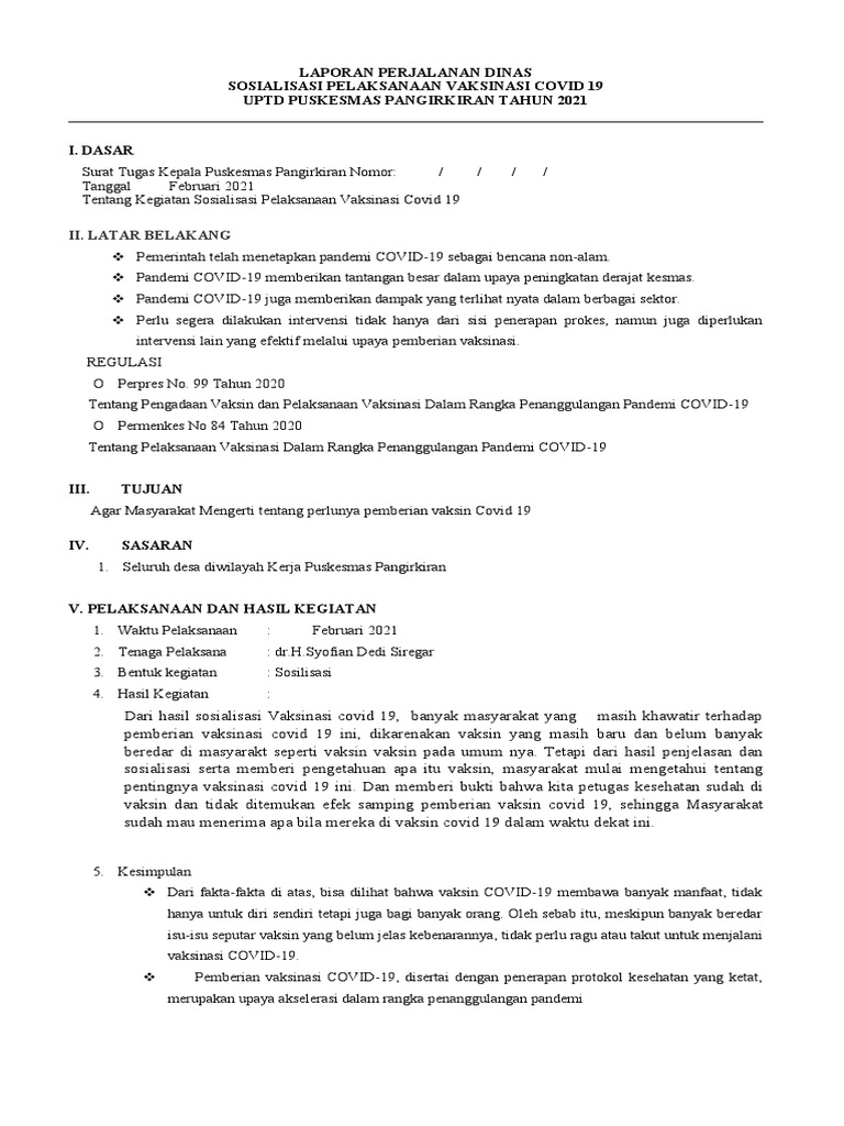 Contoh LPD PUSK Penyuluhan Vaksin Covid | PDF