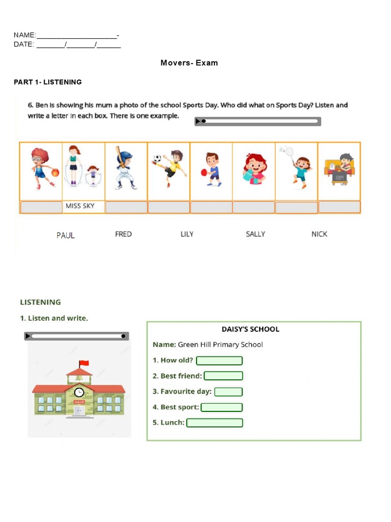 Movers-Exam: Part 1 - Listening | PDF