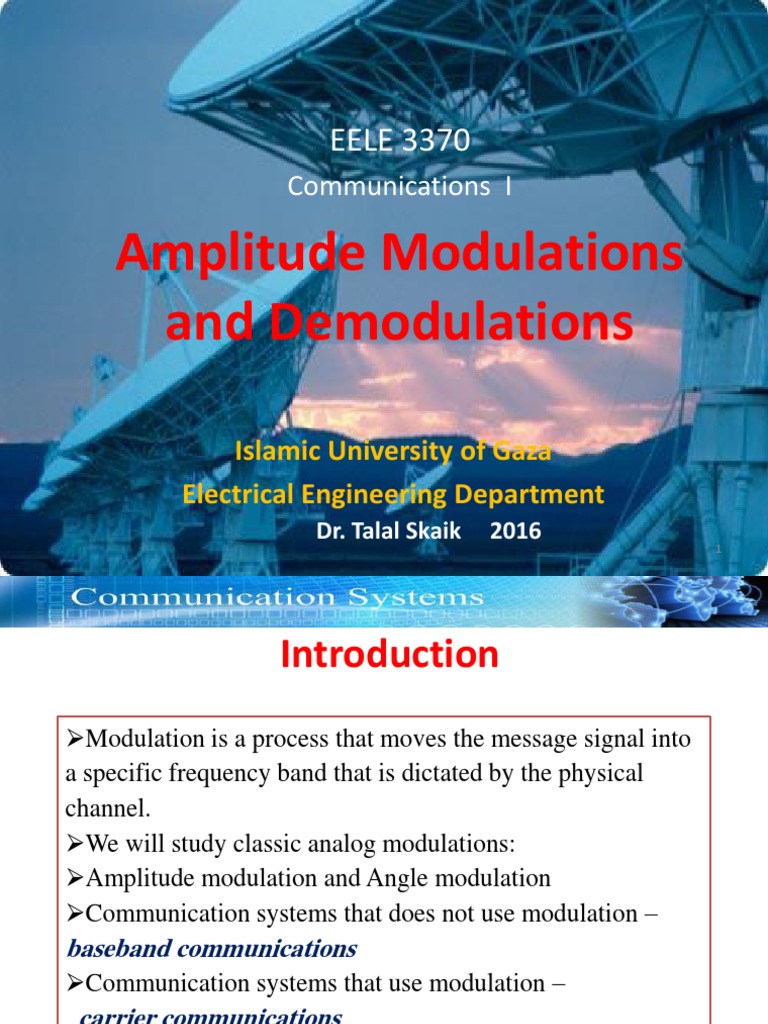 Amplitude Modulations and Demodulations: EELE 3370 | PDF | Modulation | Telecommunications