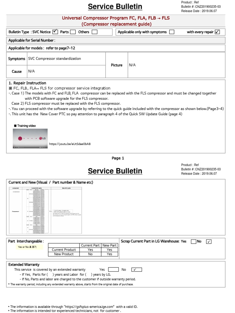 LG CJT30000002 Rewriter Service Bulletin LG Sofware Updated | PDF ...