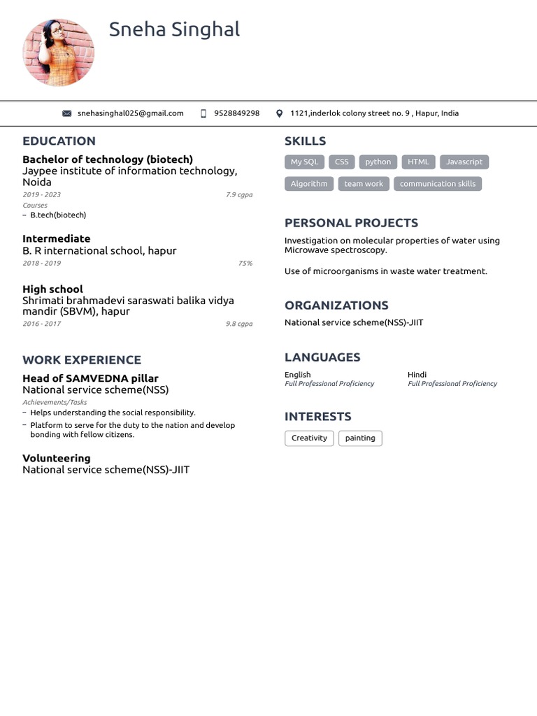 Sneha's Resume | PDF