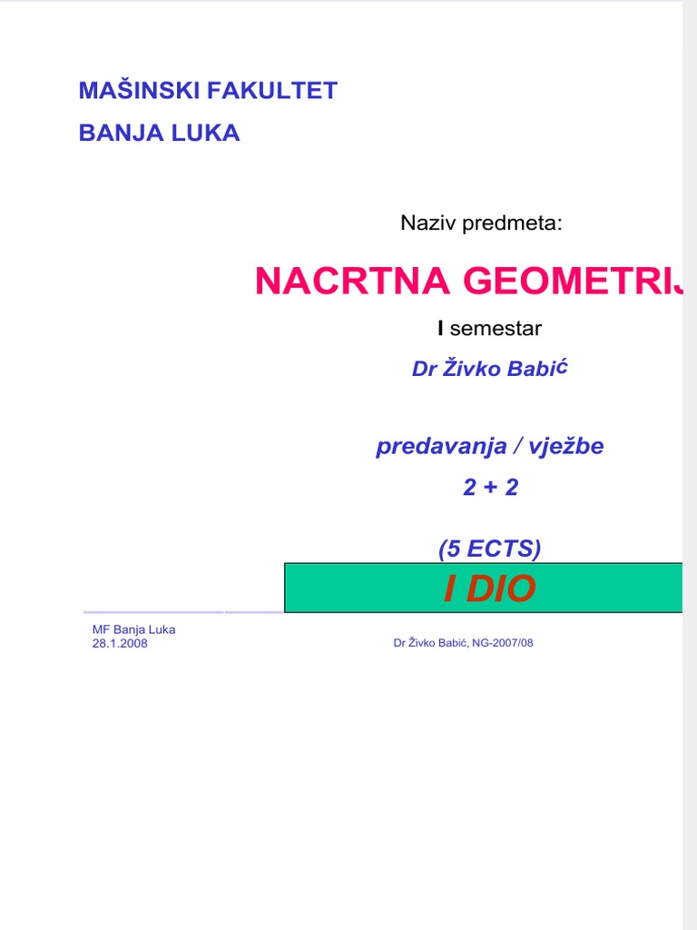 Vdocuments - MX - Nacrtna Geometrija Predavanja 1 | PDF