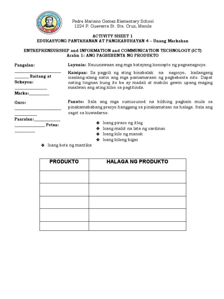 Worksheet Ict 1 | PDF