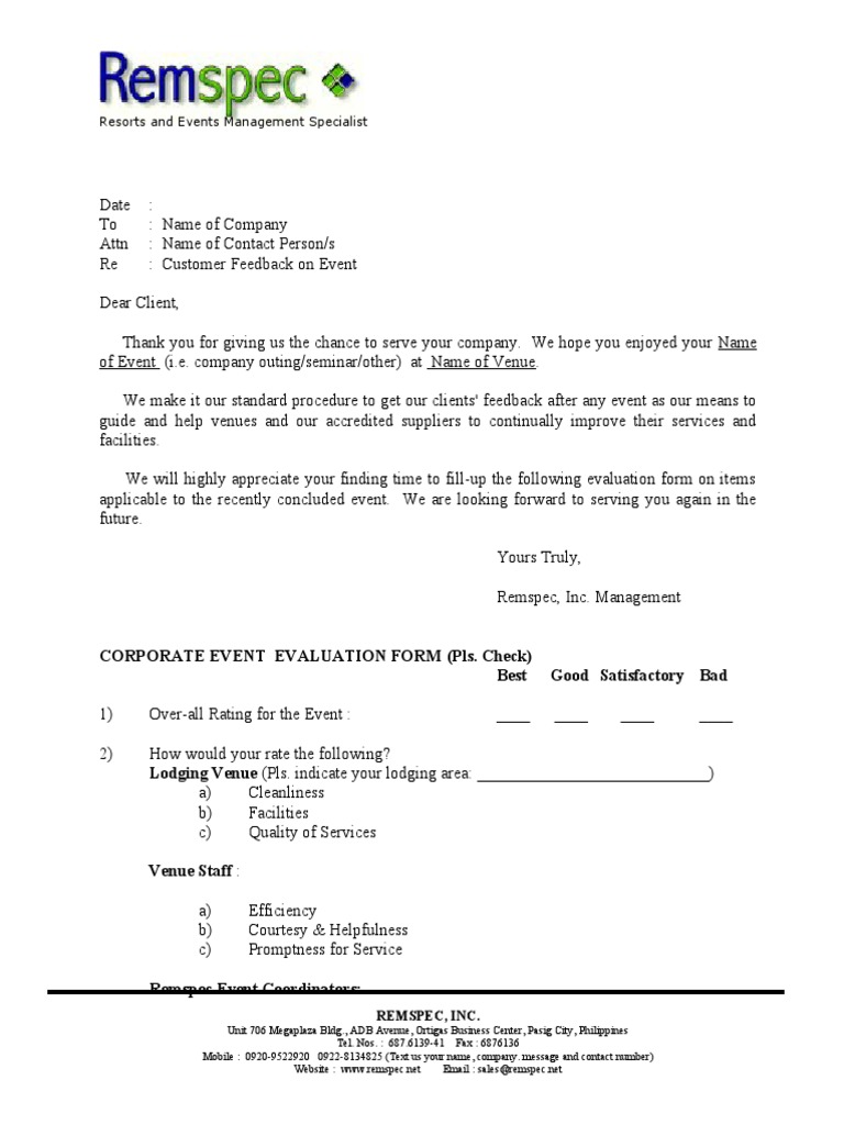 Event Customer Feedback Form | PDF | Business