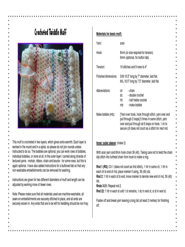 Twiddle Muff | PDF | Crochet | Yarn
