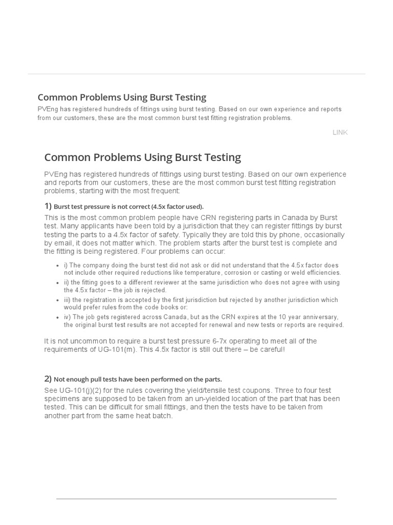 Burst Testing - Common Problems | PDF | Strength Of Materials | Applied ...