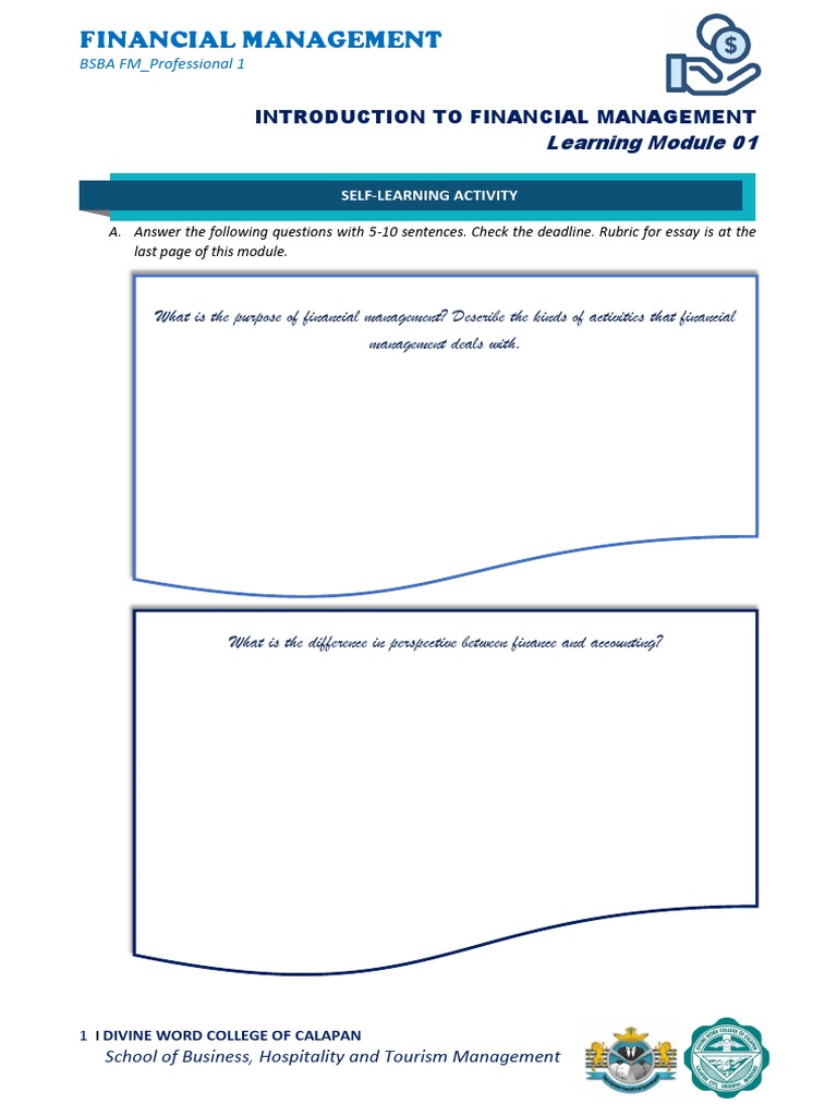 FM PROF1 - Module 1 - Assignment | PDF | Business | Rubric (Academic)