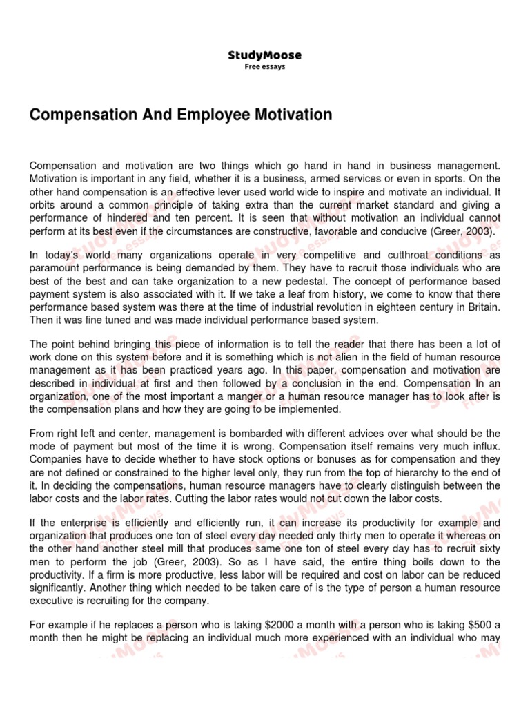 Compensation and Employee Motivation | PDF | Employment | Labour Economics