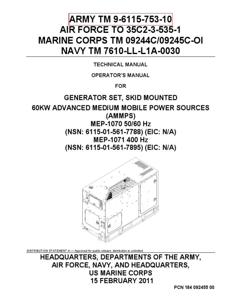 Army TM 9-6115-753-10 Air Force To 35C2-3-535-1 Marine Corps TM 09244c ...