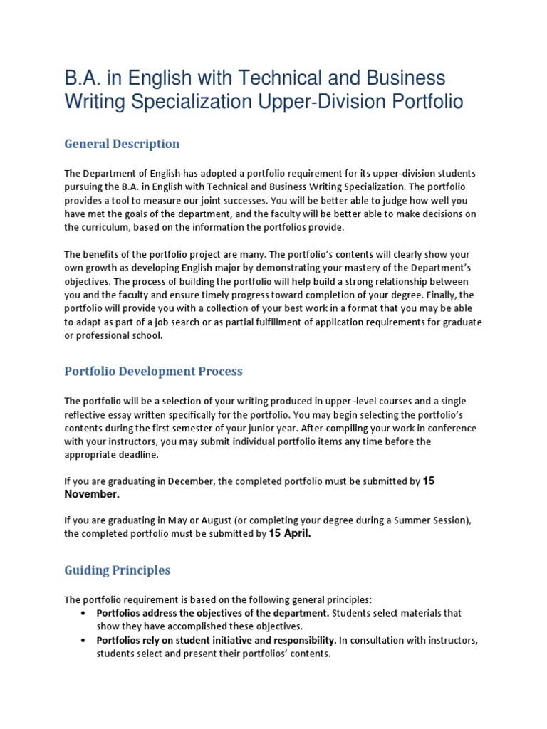 B.A. in English With Technical and Business Writing Specialization ...