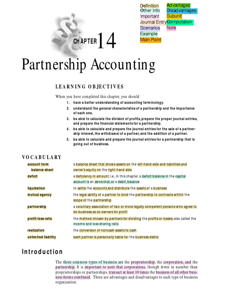 Partnership Accounting: Learning Objectives | PDF | Debits And Credits | Partnership