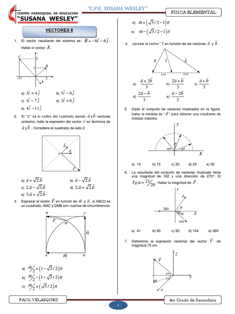 2.1 Analisis Vectorial Ii Ejercicios I | PDF | Vector Euclidiano | Triángulo