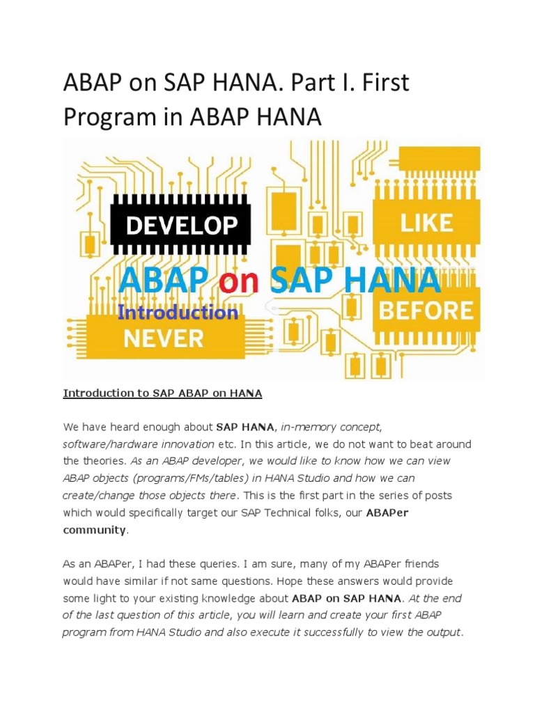 Toaz - Info Sap Hana Abap PR | PDF | Databases | Conceptual Model