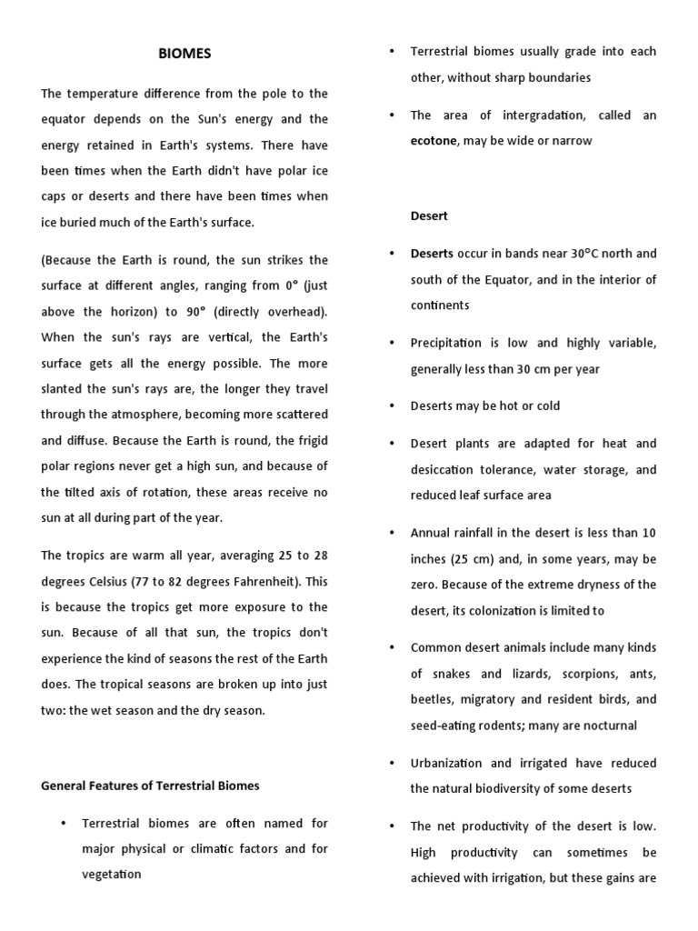 Biomes: A Survey of Earth's Major Terrestrial Ecosystems | PDF ...