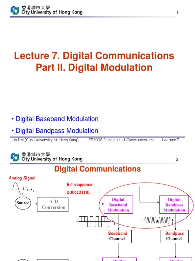 3008 Lecture7 Digital Modulation | PDF | Modulation | Data Transmission