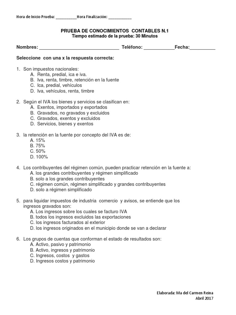 Prueba Contable | PDF | Contabilidad | Dinero