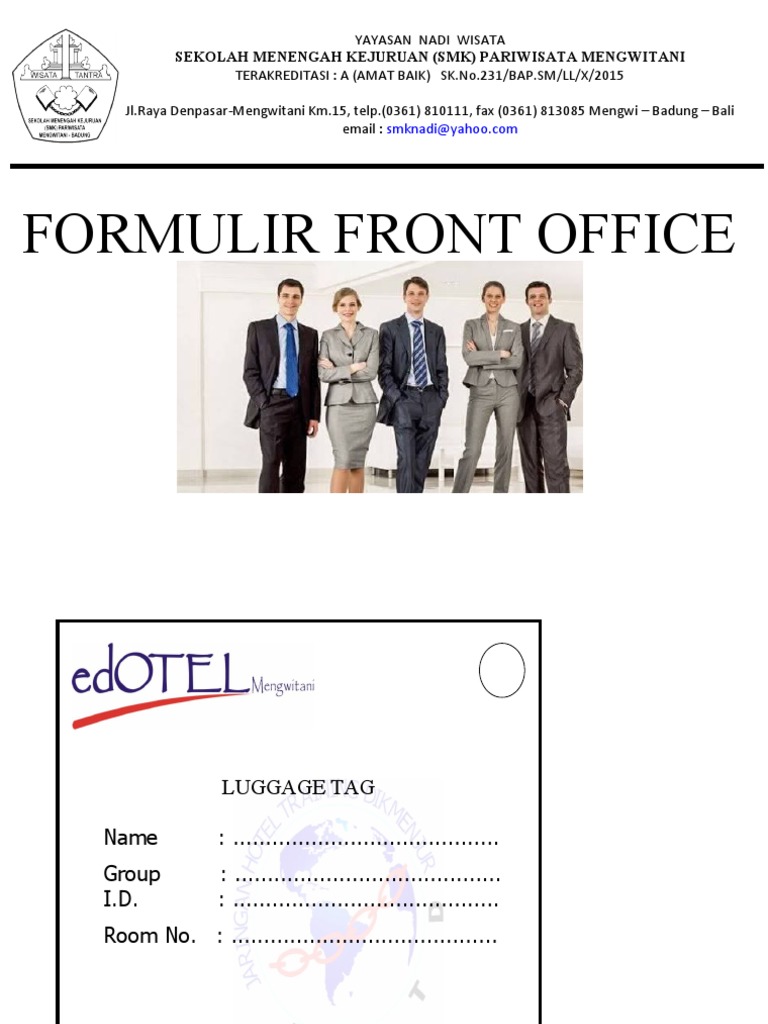 Formulir Front Office Untuk SMK | PDF | Baggage