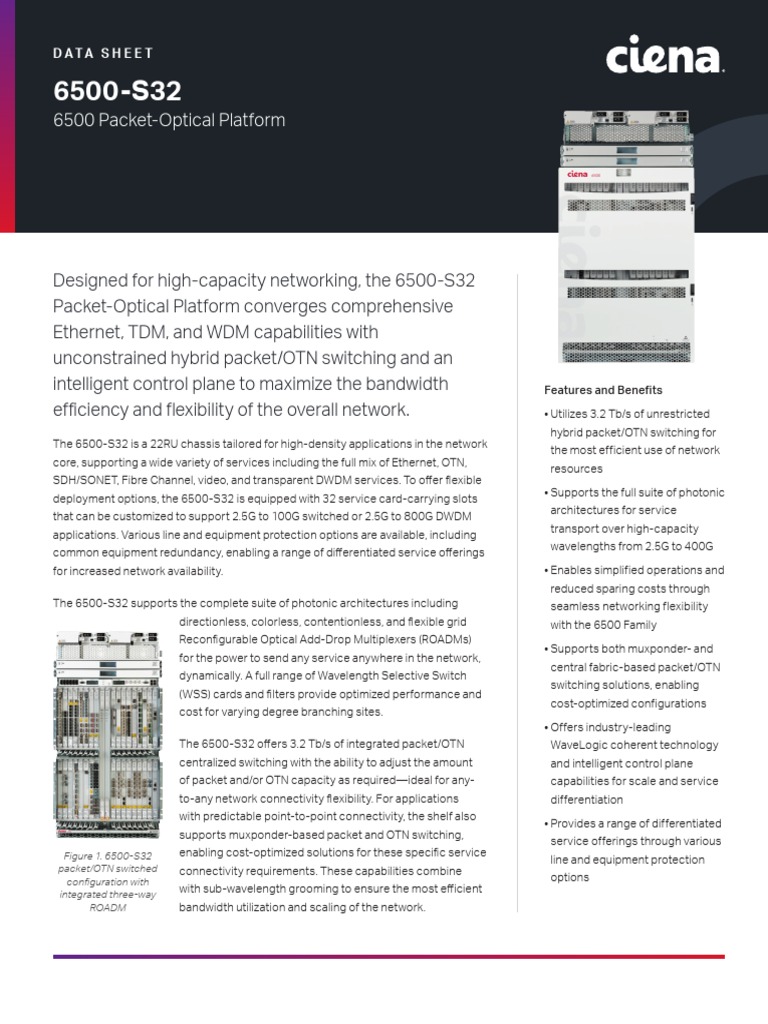 Ciena 6500-S32 Packet-Optical Overview | PDF