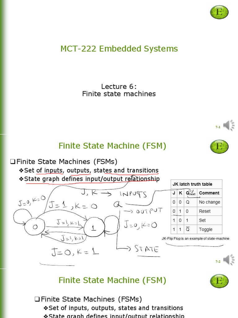 MCT-222 Embedded Systems: Finite State Machines | PDF | Computer Data | Software Engineering