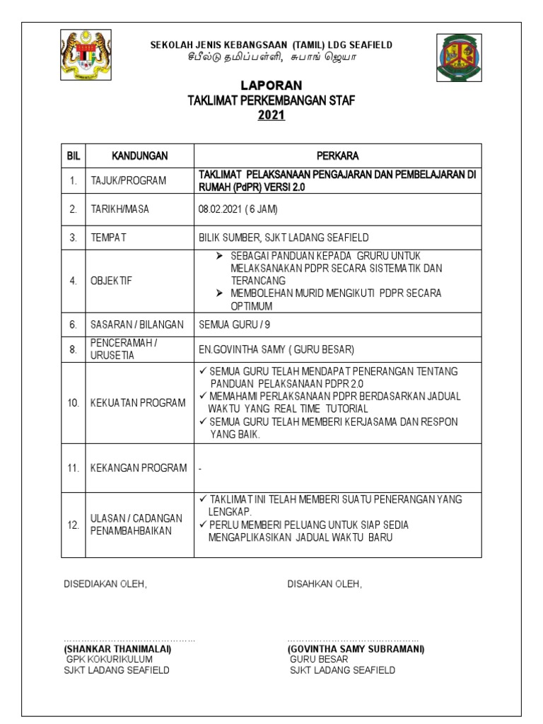 Laporan Taklimat | PDF