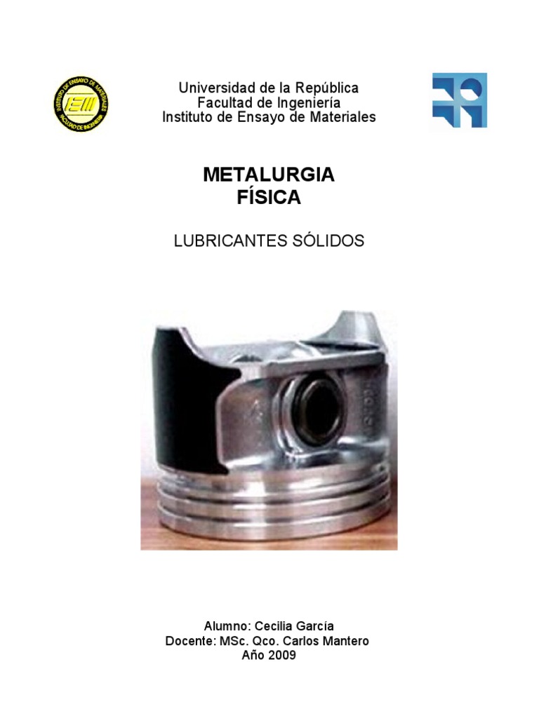 Tipos y Ejemplos de Lubricantes Sólidos | PDF | Lubricante | Grafito
